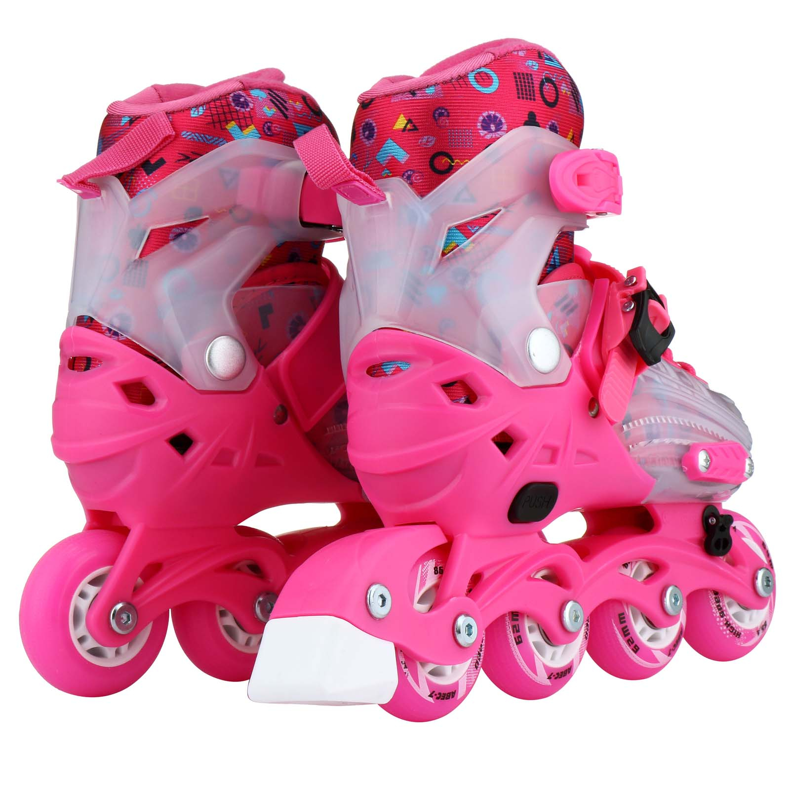Pattini a rotelle rosa con disegni originali per le ragazze • Piccoli ...
